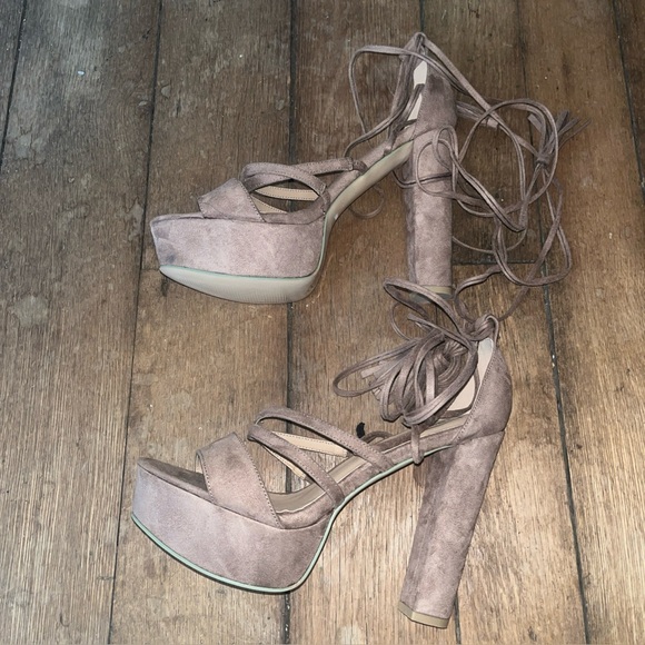 Truffle Collection | Shoes | Truffle Collection Tan Nude Platform High ...